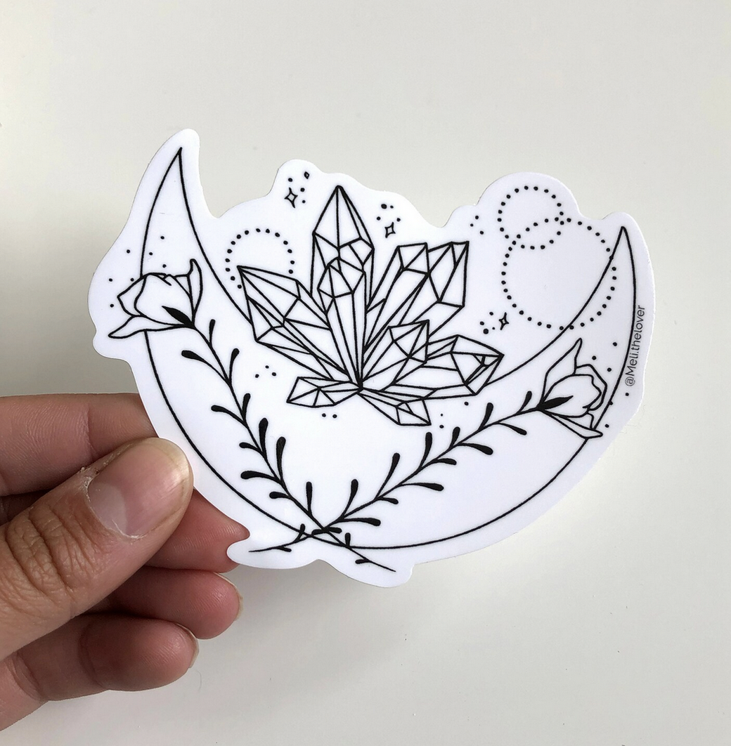 Crystal Moon Flower Waterproof Vinyl Sticker - Desert Rose