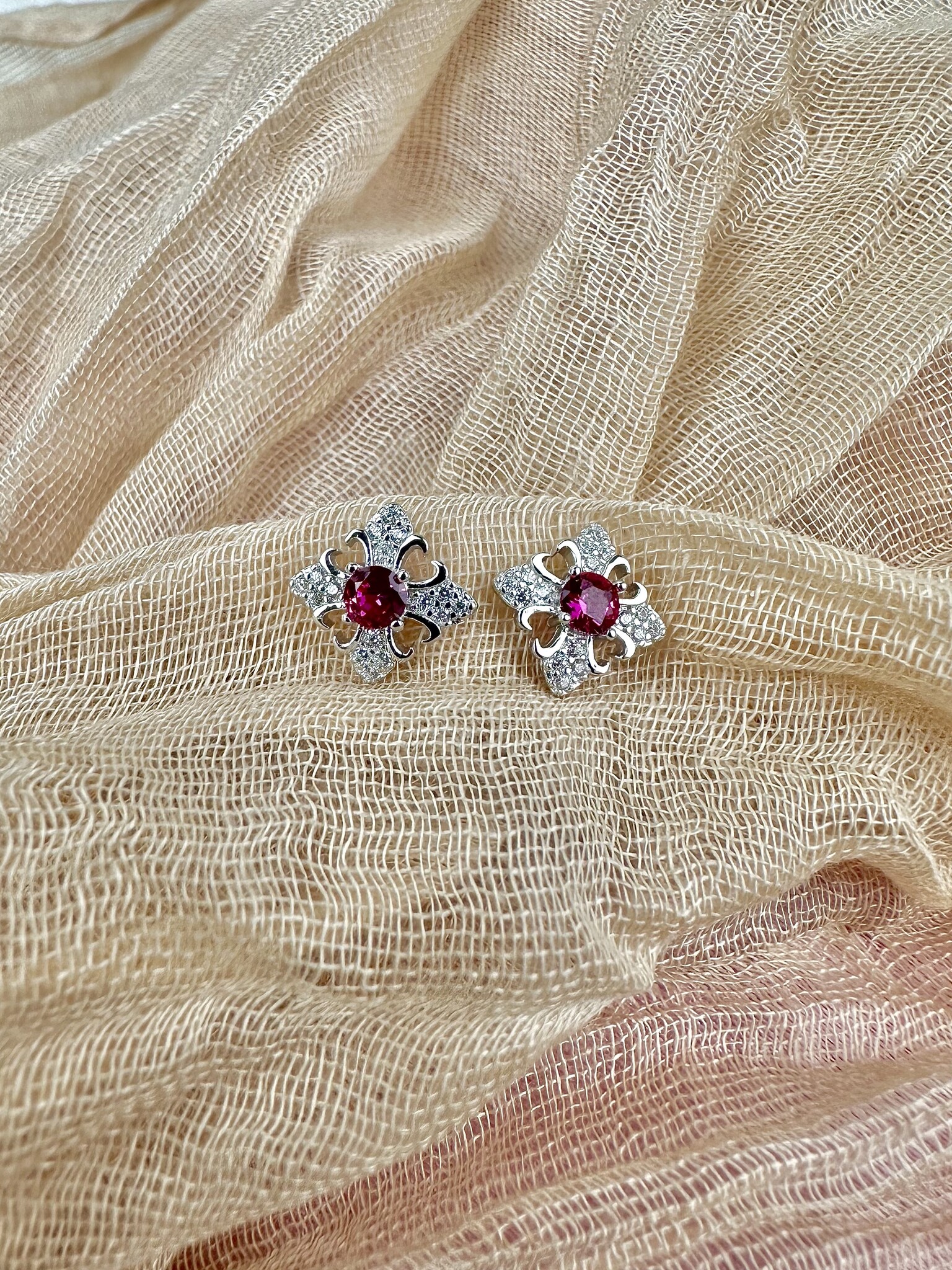 Iris Flower Stud Earrings | Silver - Desert Rose