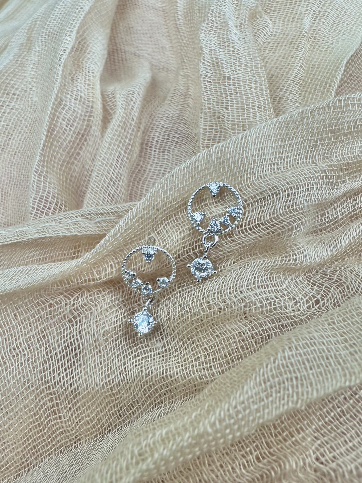 Irregular Pave CZ Diamond Earrings | Silver - Desert Rose