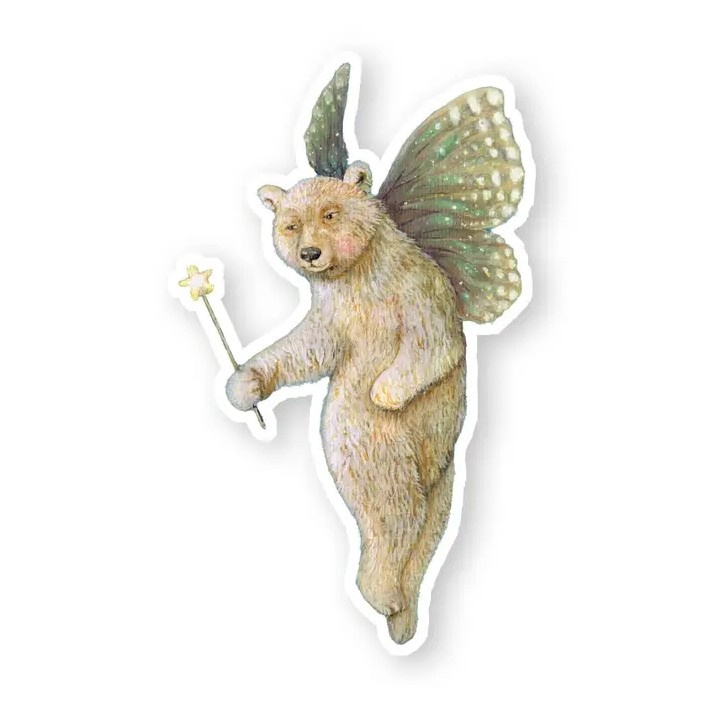 Die Cut Faerie Bear | Sticker - Desert Rose