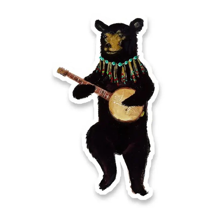 Die Cut Vinyl Banjo Bear | Sticker - Desert Rose