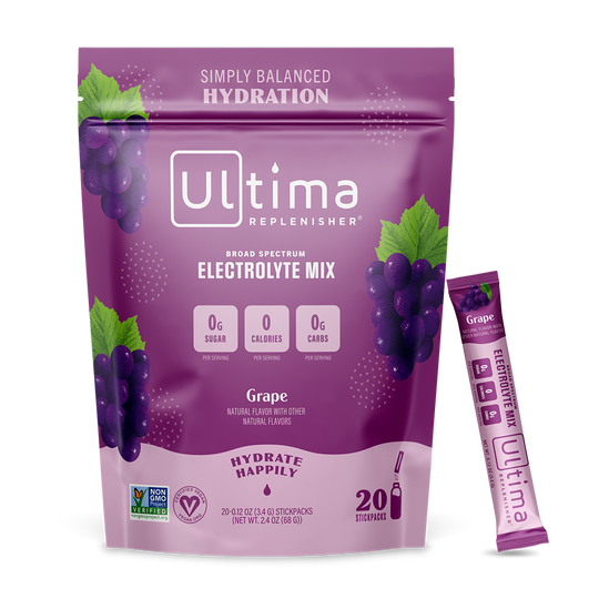 Ultima - Box of Grape Electrolyte Powder - 20 Sticks - Charlotte Vitamins