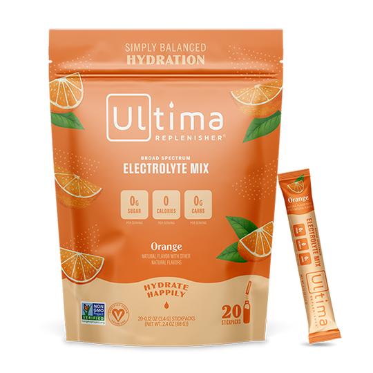 Ultima - Box of Orange Electrolyte Powder - 20 Sticks - Charlotte Vitamins