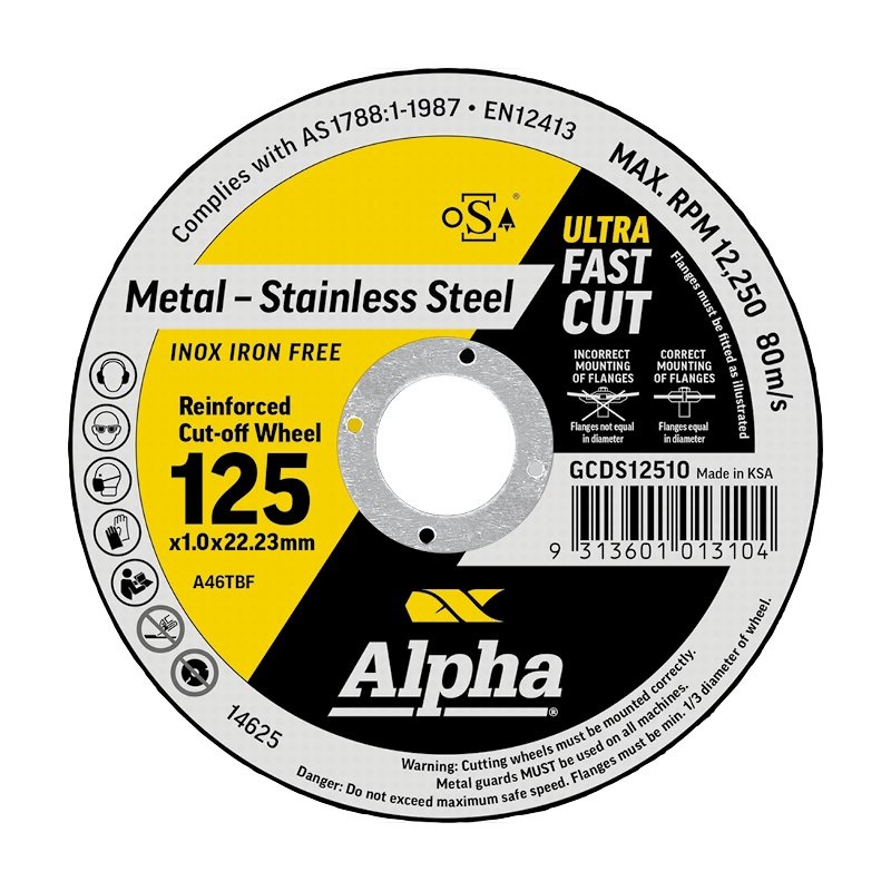 Cutting Disc 125 x 1.0 mm Alpha Bulk - Applied Building Products Australia