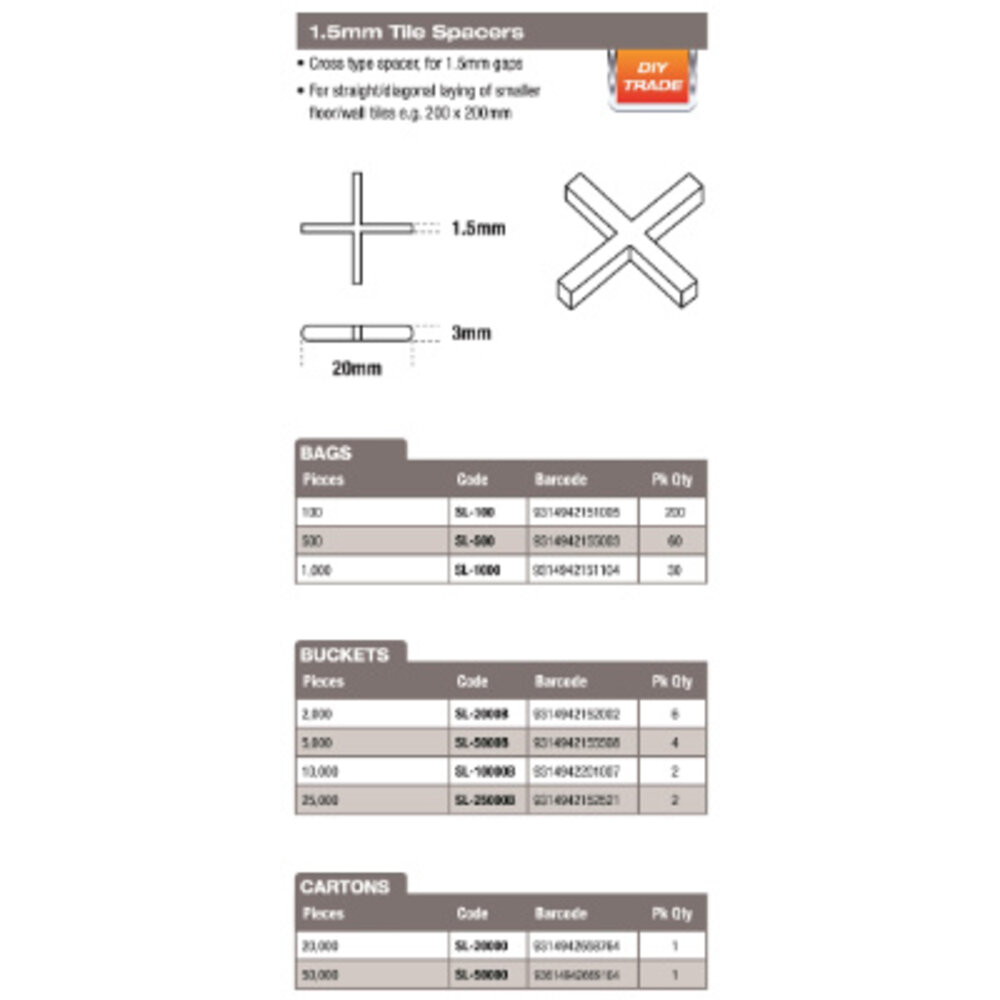 CROSS SPACERS - Applied Building Products Australia