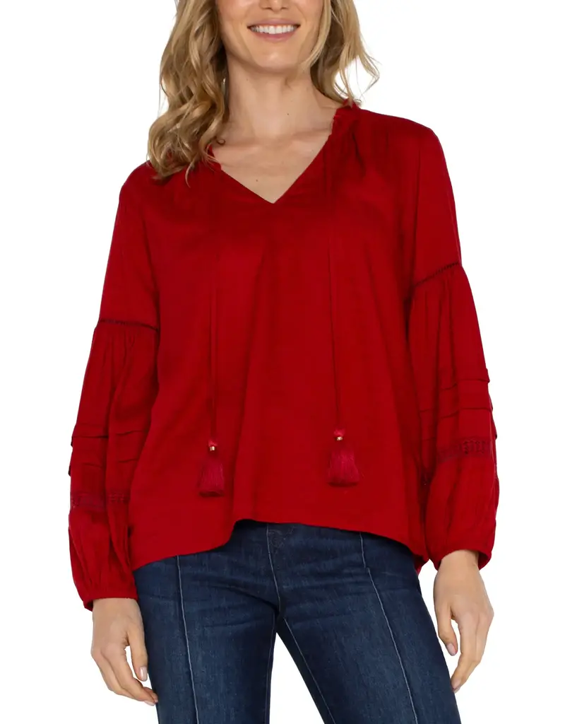 Long Sleeve Tie Front Blouse - Golden Poppy Long Sleeve Tie Front Blouse - Golden Poppy