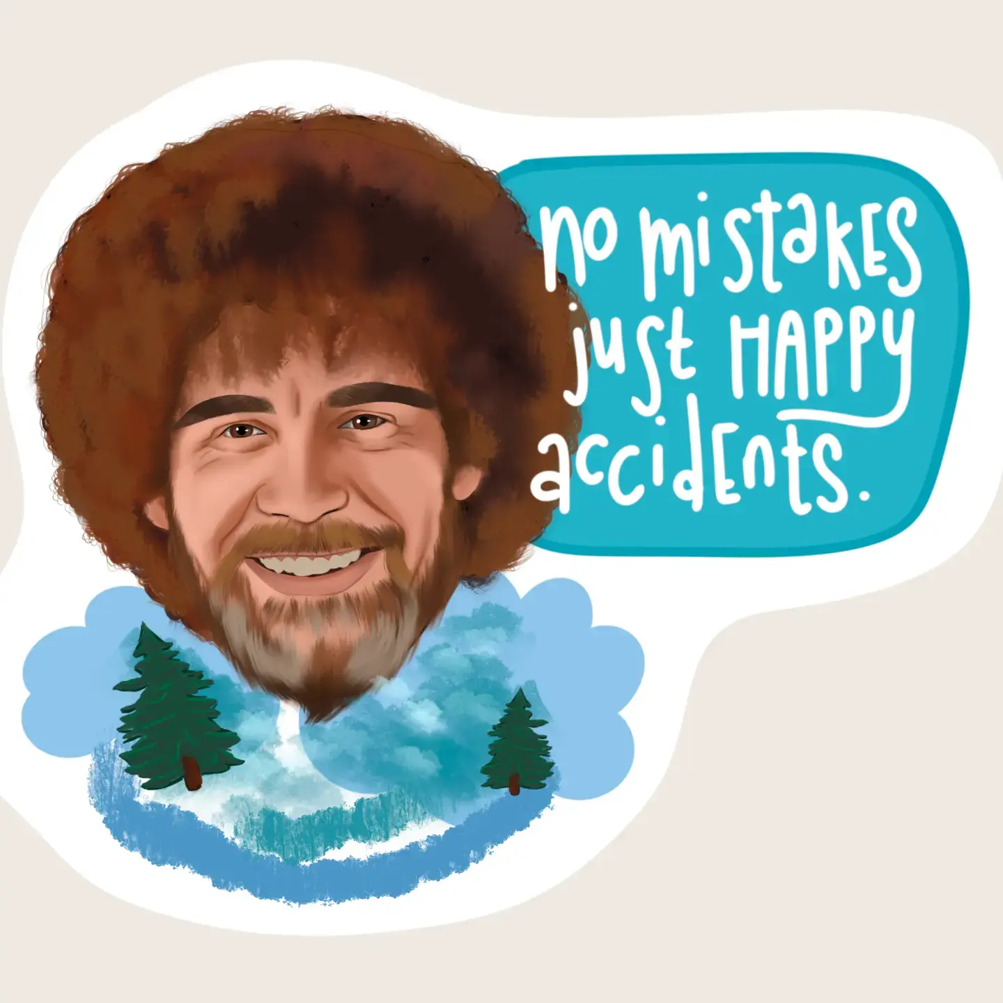 Funny Bob Ross Sticker - Golden Poppy
