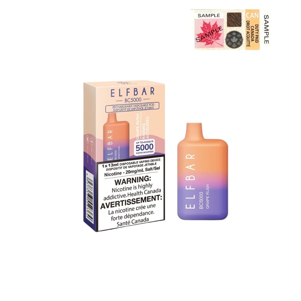 ELF BAR 5000 PUFFS GRAPE RUSH 20MG single - Lucky Vape