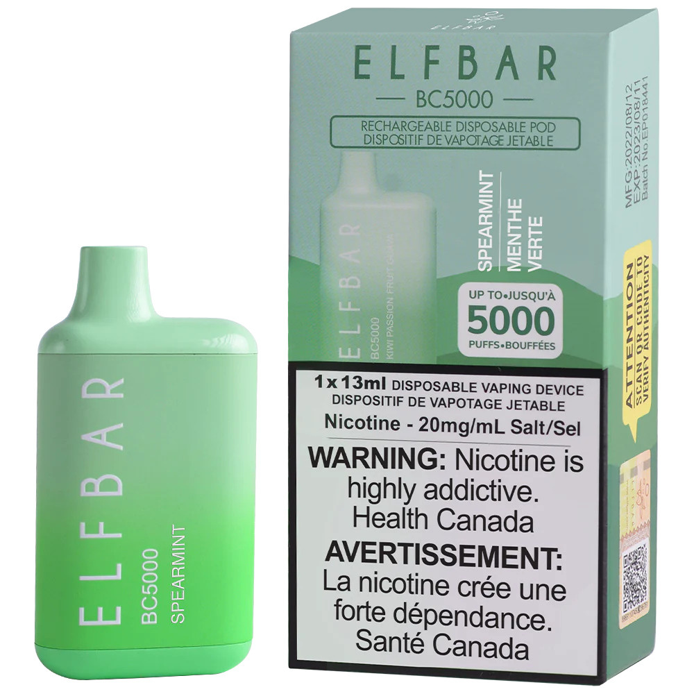 ELF BAR 5000 PUFFS SPEARMINT 20MG single - Lucky Vape