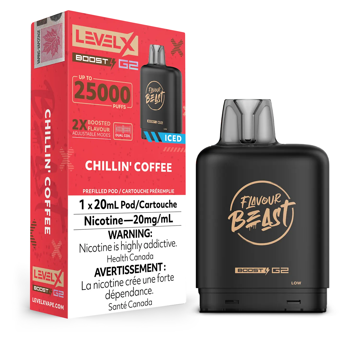 LEVEL X FLAVOUR BEAST POD 25K ON CHILLIN COFFEE ICED - Lucky Vape