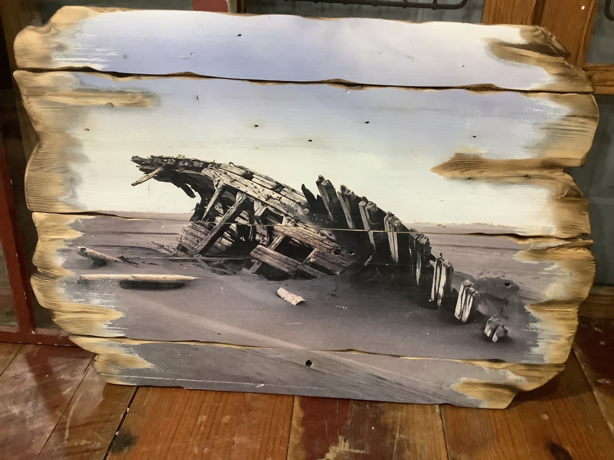 Old Wood Delaware OW Ship Wreck Burned Board Wall Art 35 x 24 - Old ...
