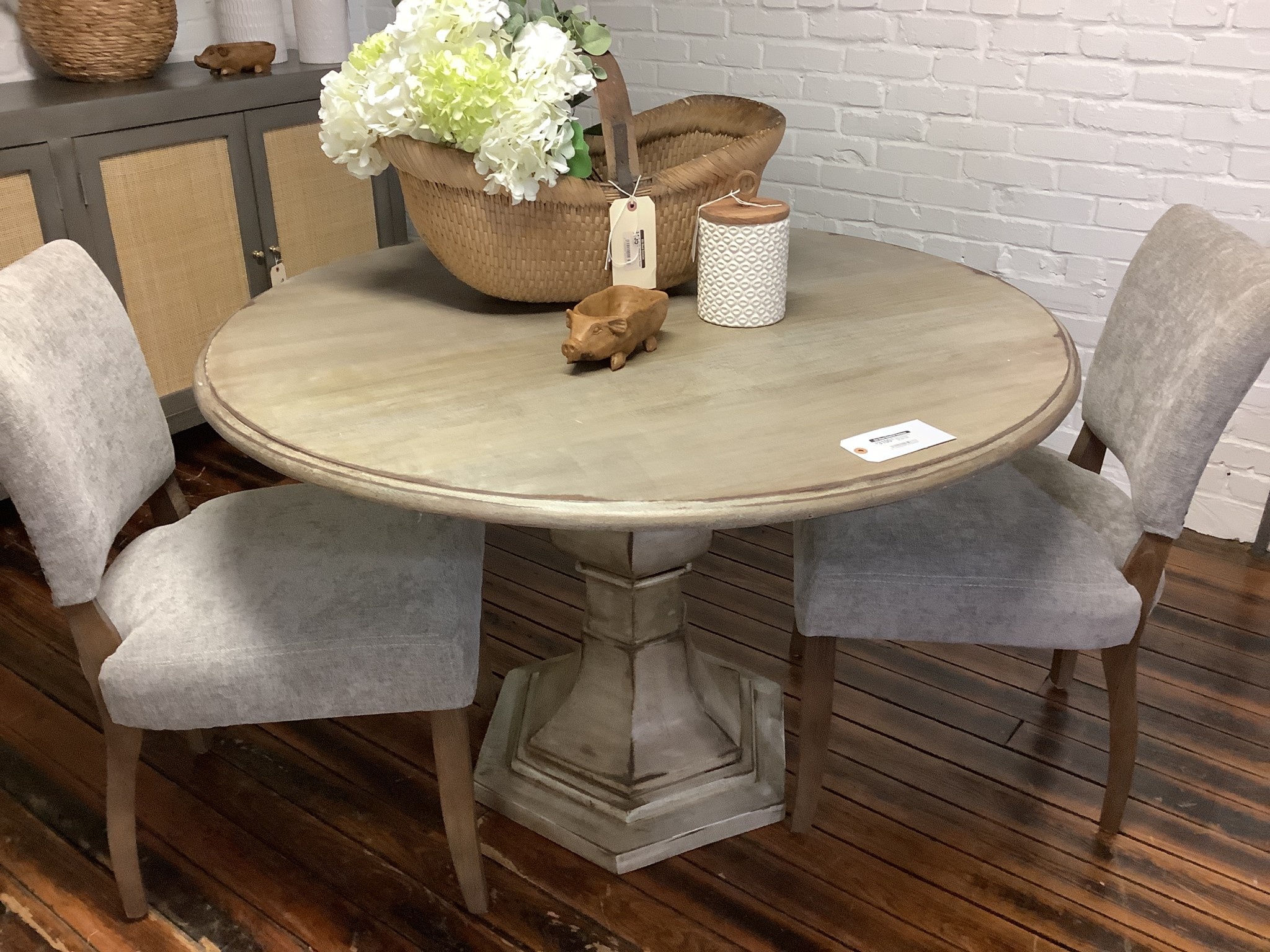 Aged Gray Round Dining Table 48”x48”x30” - Old Wood Delaware