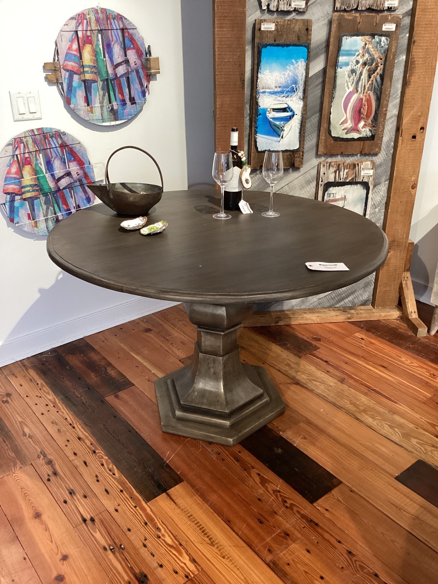 Pewter Round 50" Dining Table - Old Wood Delaware