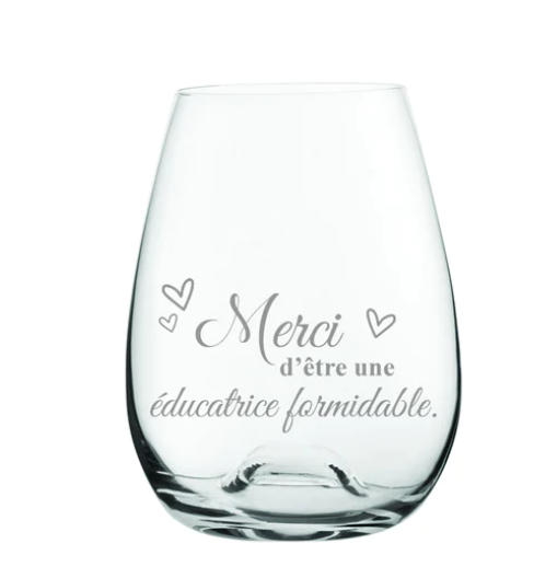 Verre gravé - Merci d'être une éducatrice formidable - Vin sans pied ...