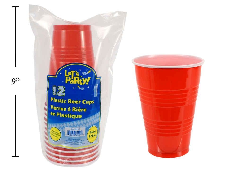 RED PLASTIC BEER CUPS 12 PCS - North Cobalt Flea Market