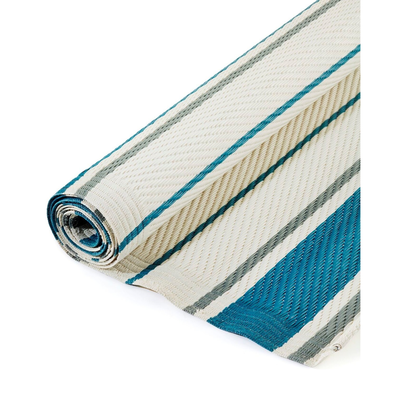 Blue Striped Outdoor Rug - Avenue B Home Decor