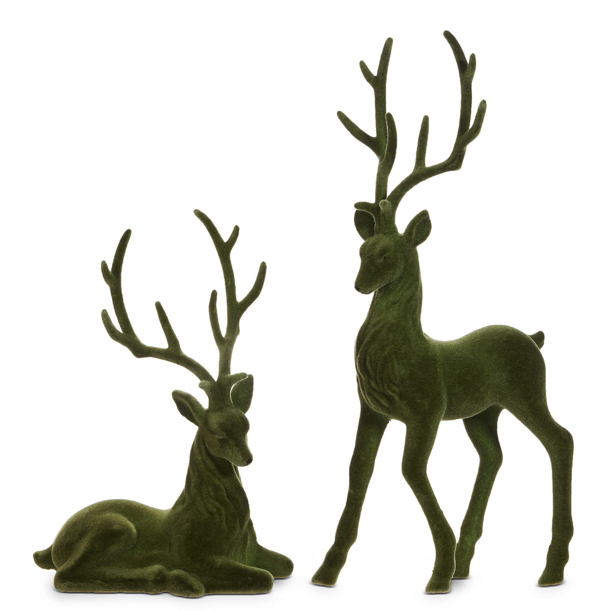 Green Flocked Deer - Standing - Avenue B Home Decor