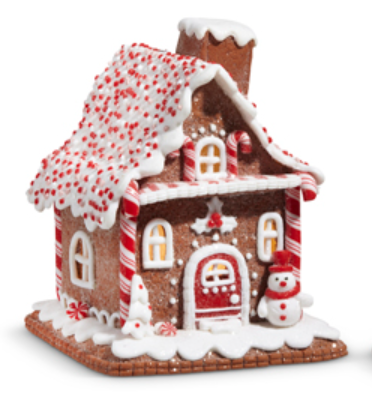 Lighted Peppermint Gingerbread House 7" - Bell Farm Shops