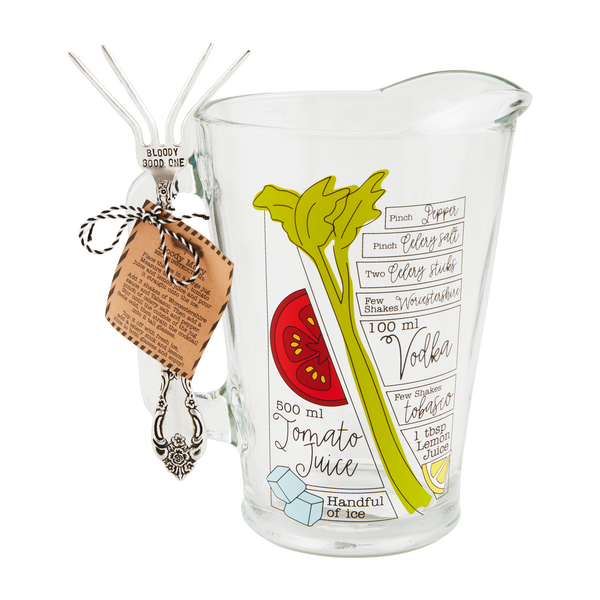 Mud Pie - Bloody Mary Recipe Pitcher Set - Picket Fences Home Decor