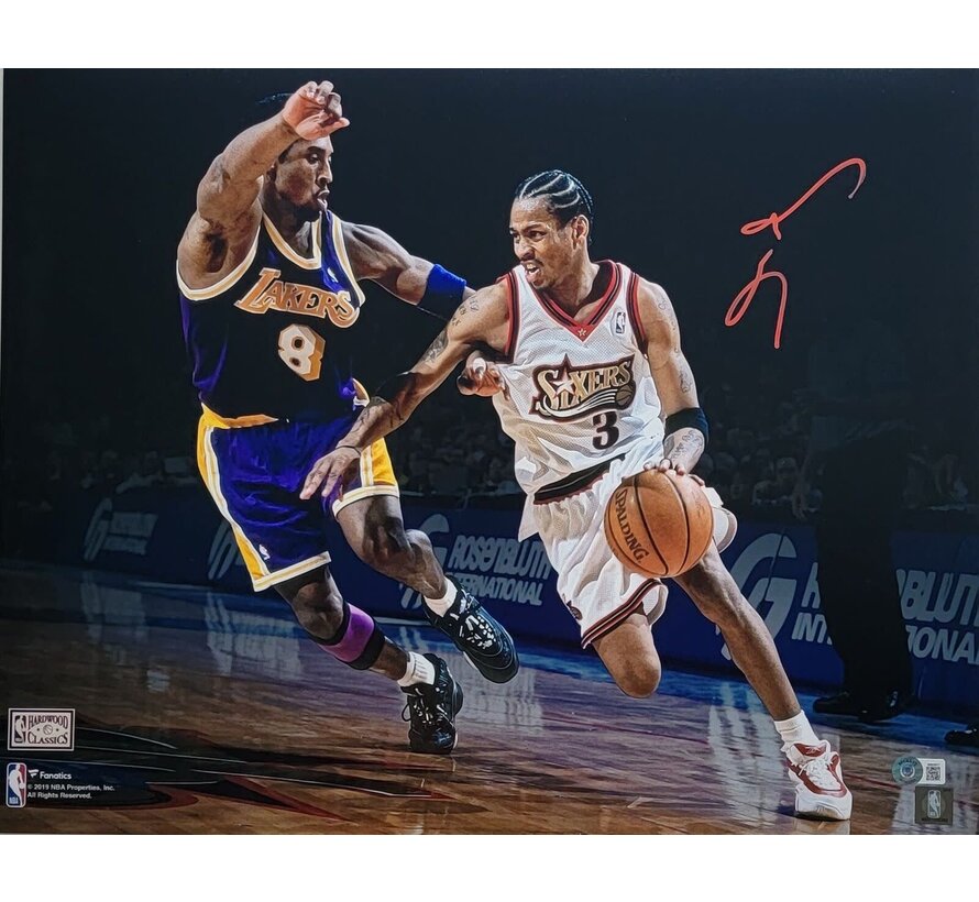 ALLEN IVERSON SIGNED 16X20 GUARDED BY KOBE BRYANT RED INK EXCLUSIVE ...