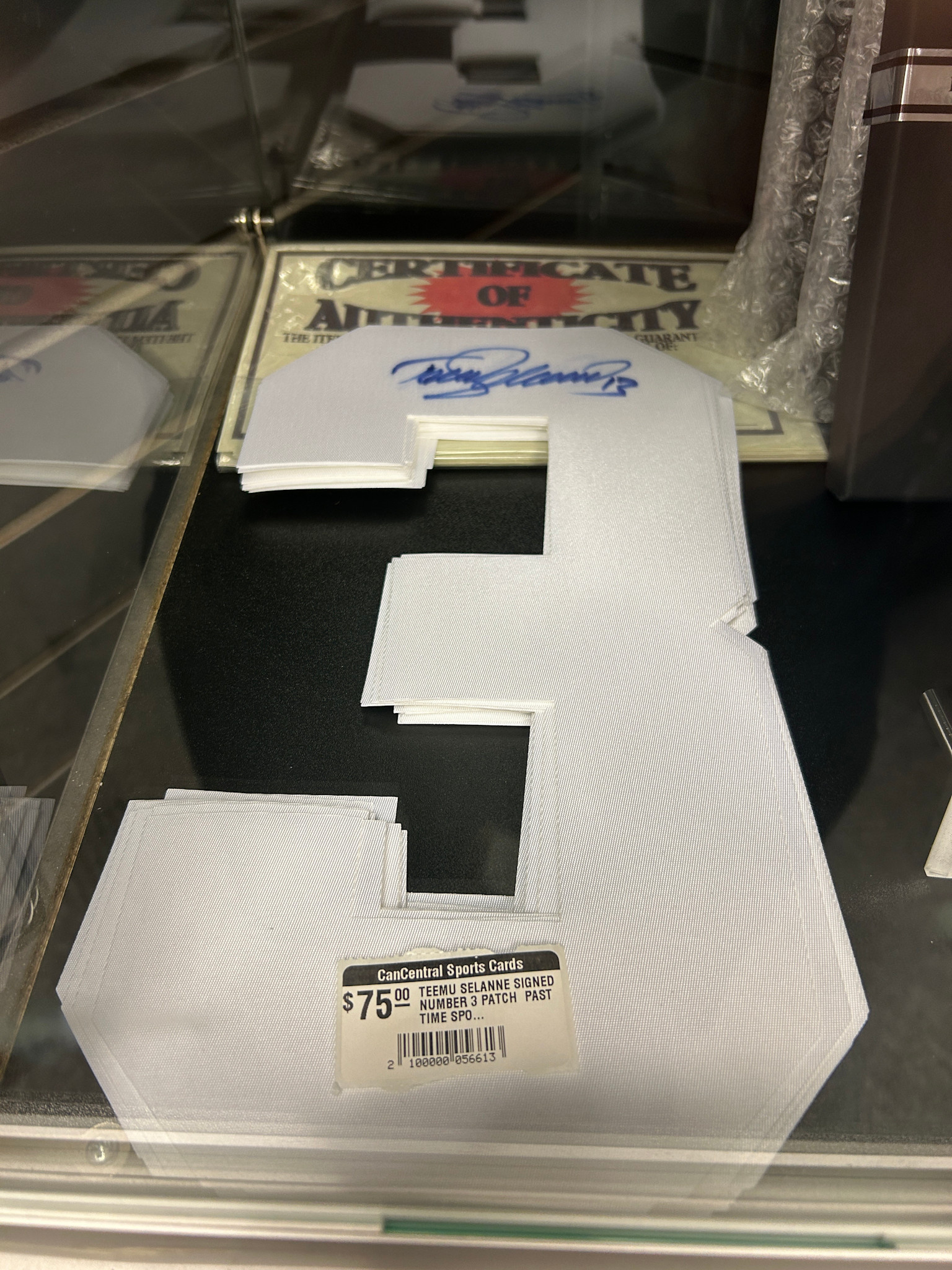 TEEMU SELANNE SIGNED NUMBER 3 PATCH PASTTIME SPORTS COA - CanCentral ...