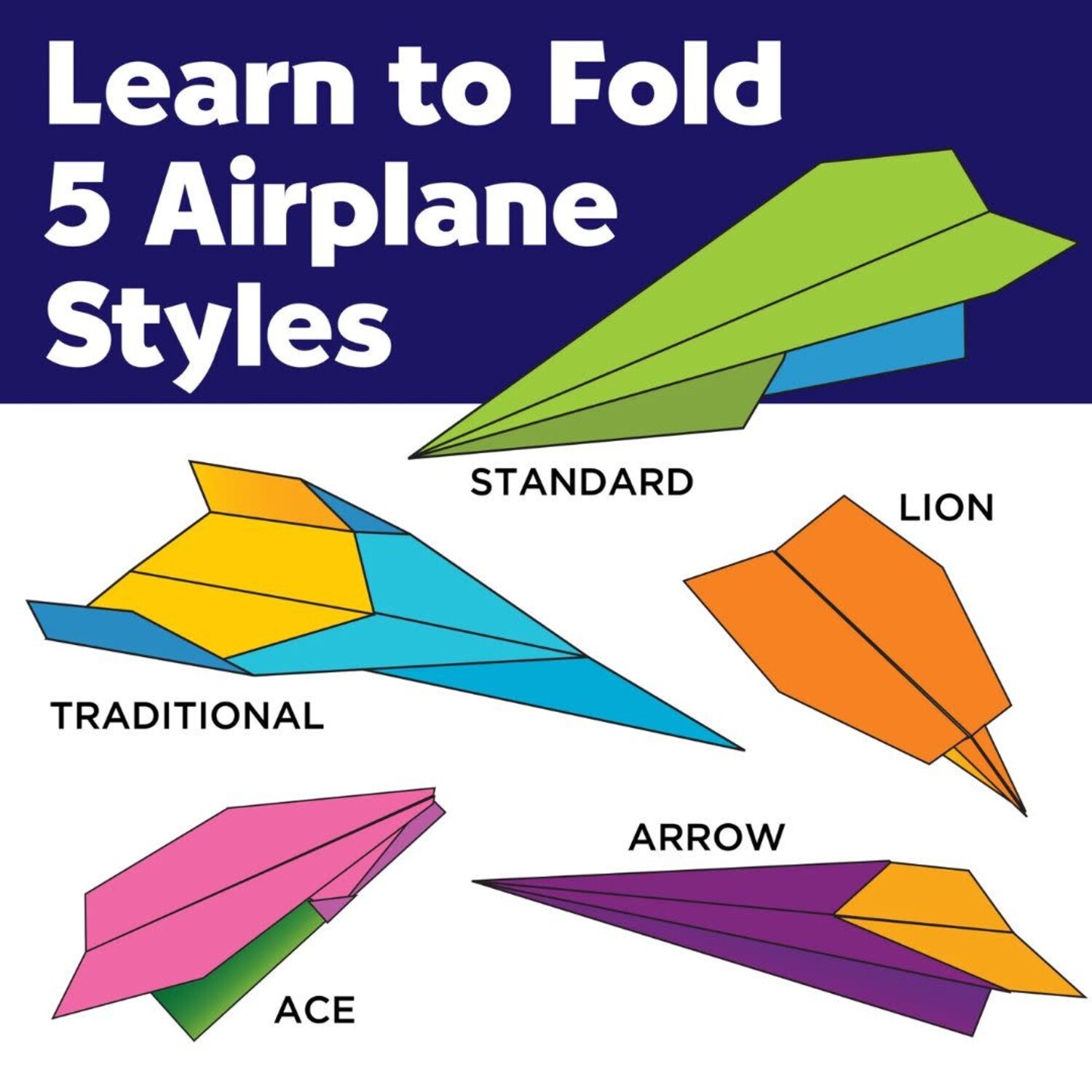 Stunt Squadron Neon Glow Paper Airplanes - Mudpuddles Toys and Books