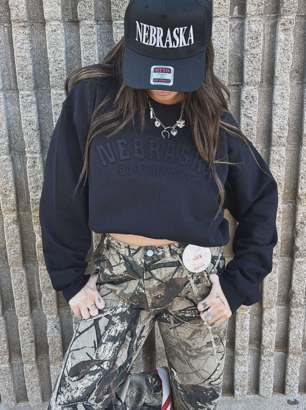 Embossed Nebraska Cornhuskers Crew - Ash & Ash Co