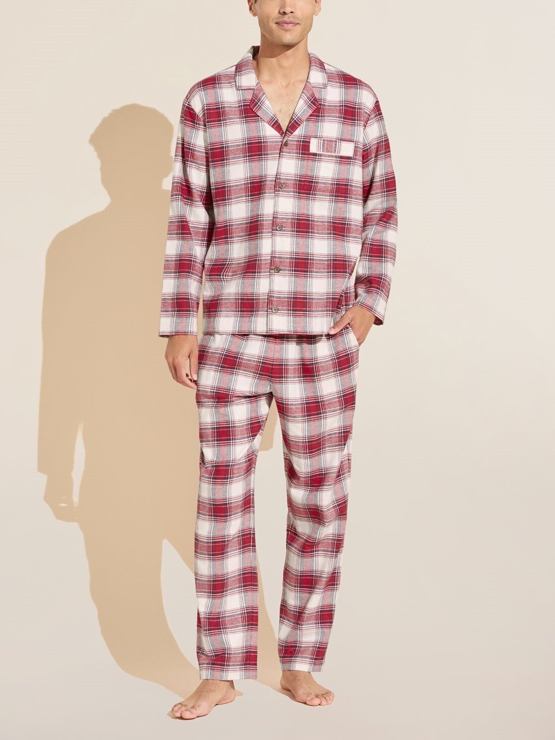 Eberjey PJ2060WAX Mens Flannel Long PJ Set - Allure Intimate Apparel