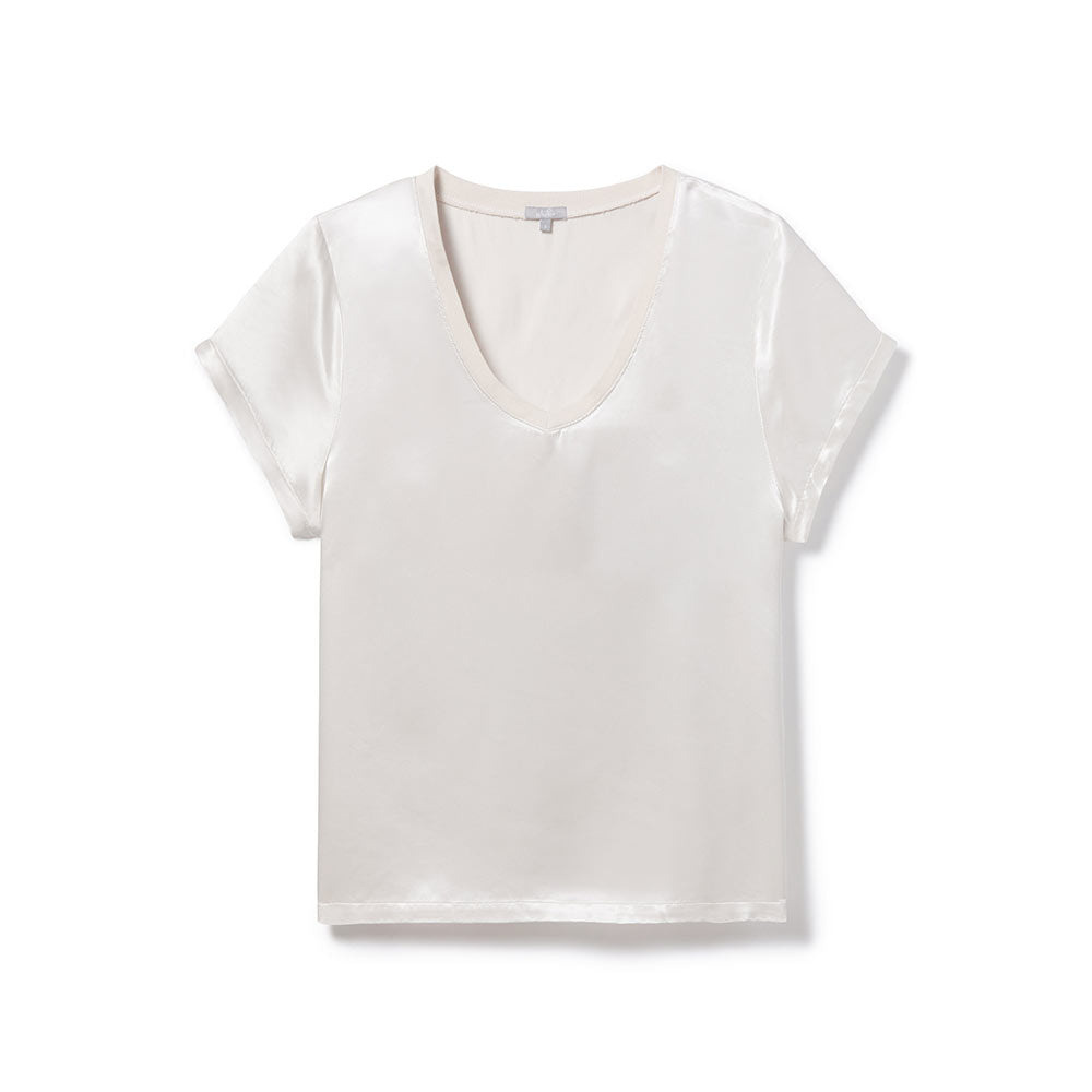 PJ Harlow Gianna Satin V-Neck Tee - Allure Intimate Apparel