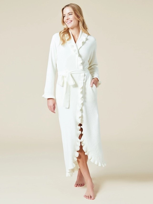 Softies 5700 Ruffle Chenille Ankle Robe - Allure Intimate Apparel