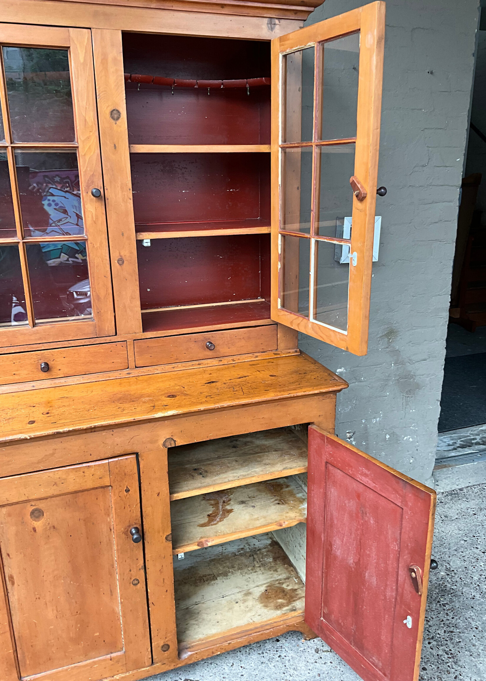 Antique Pine Step Back Cabinet - GoodWood