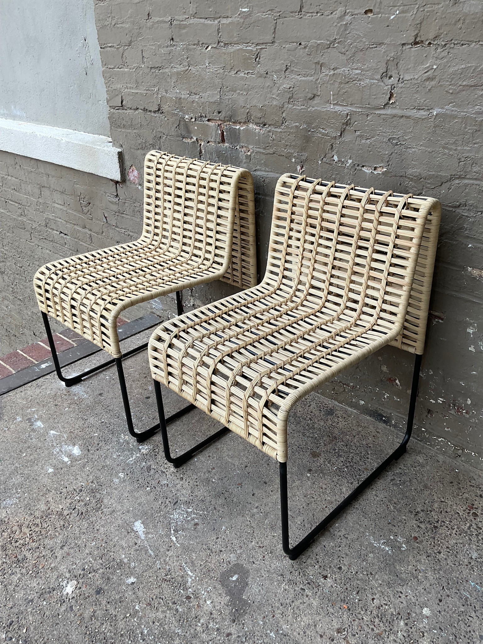 Pair of Crate & Barrel Rattan Chairs - GoodWood