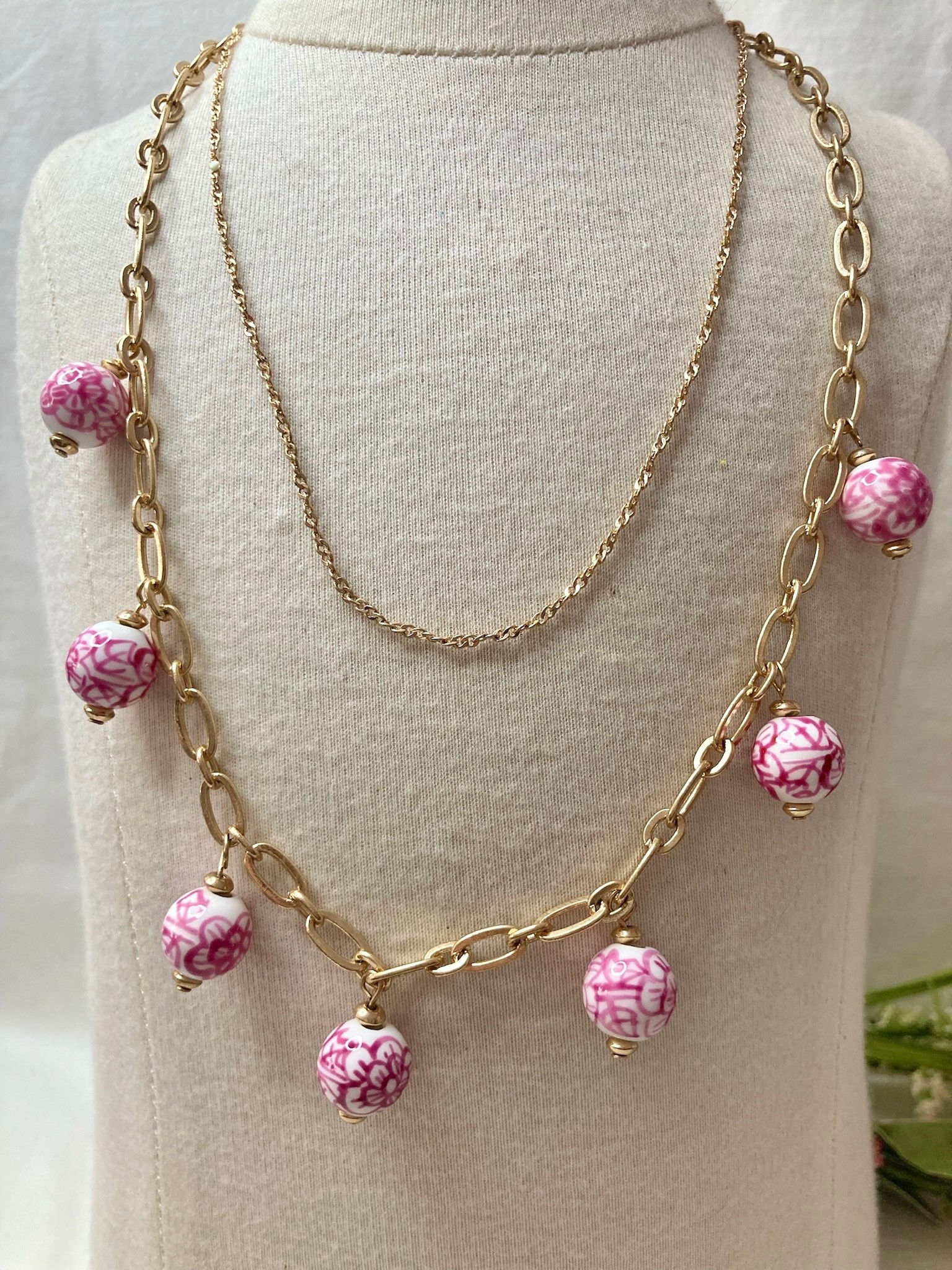 Canvas Paloma Drip Necklace-Pink - Two & A Half Sisters