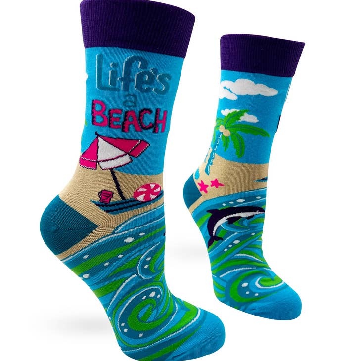 Fabdaz Life's A Beach Women's Crew Socks - Two & A Half Sisters