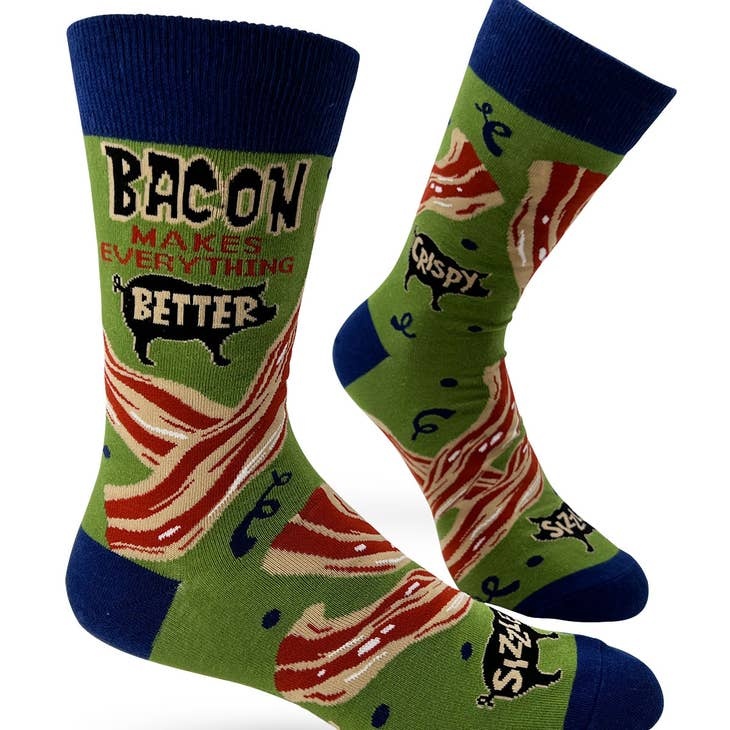 Fabdaz Bacon Makes Everything Better Men's Novelty Crew Socks - Two & A ...