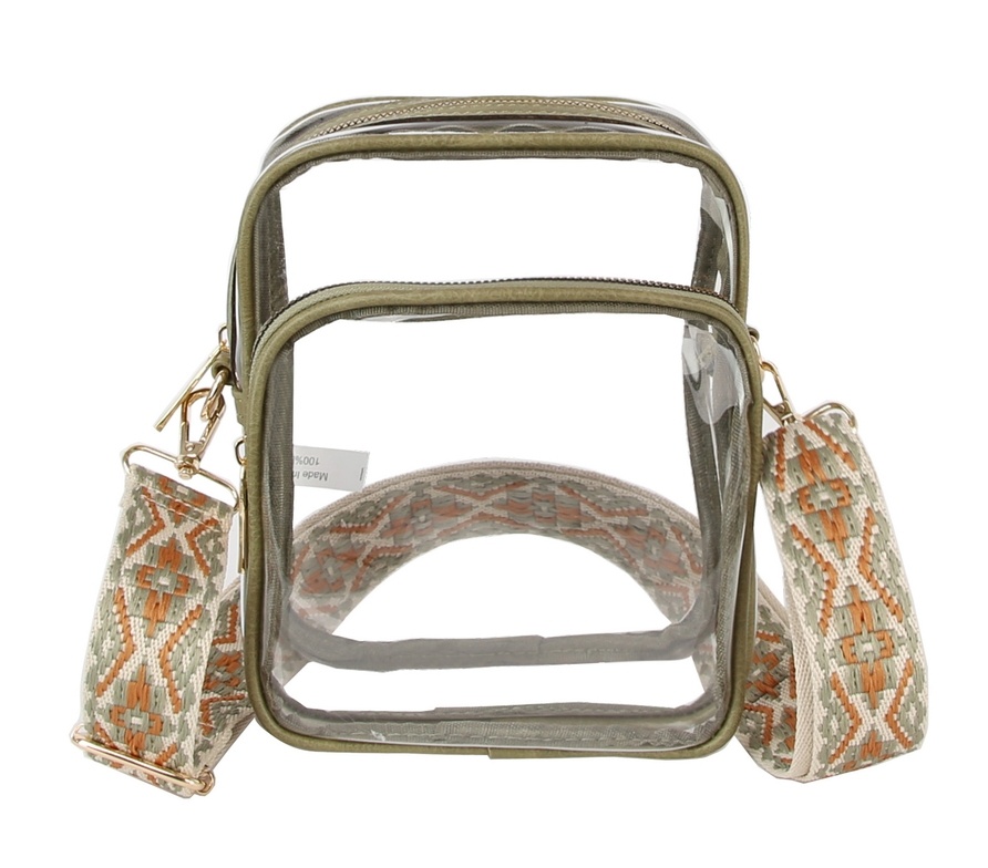 Handbag Factory Corp-Clear Crossbody Olive - Two & A Half Sisters