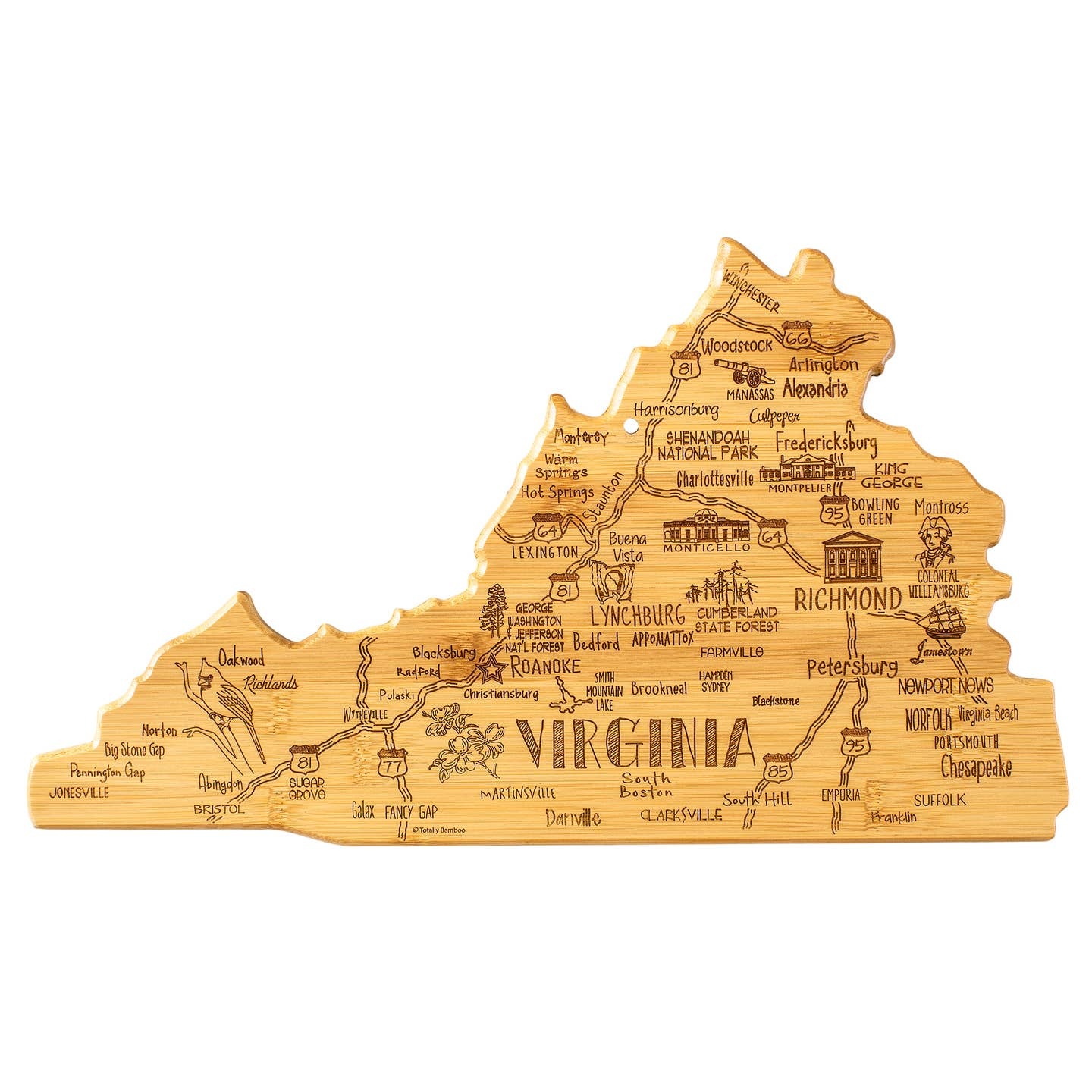Totally Bamboo-Virginia Cutting Board with Engraved Artwork - Two & A ...