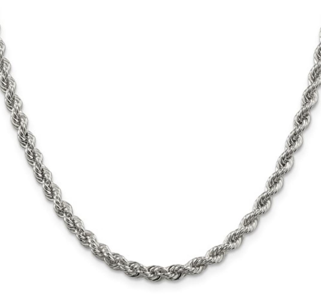 Jordans Solid Sterling 4.3mm Rope Chain 22" - Jordan's of Dunn