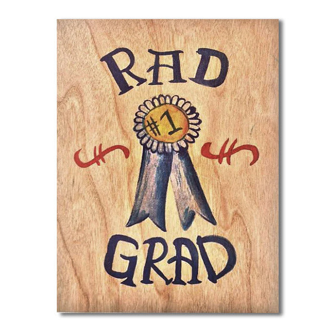 Rad Grad Wood Folded Card - Blue Leaf Houston