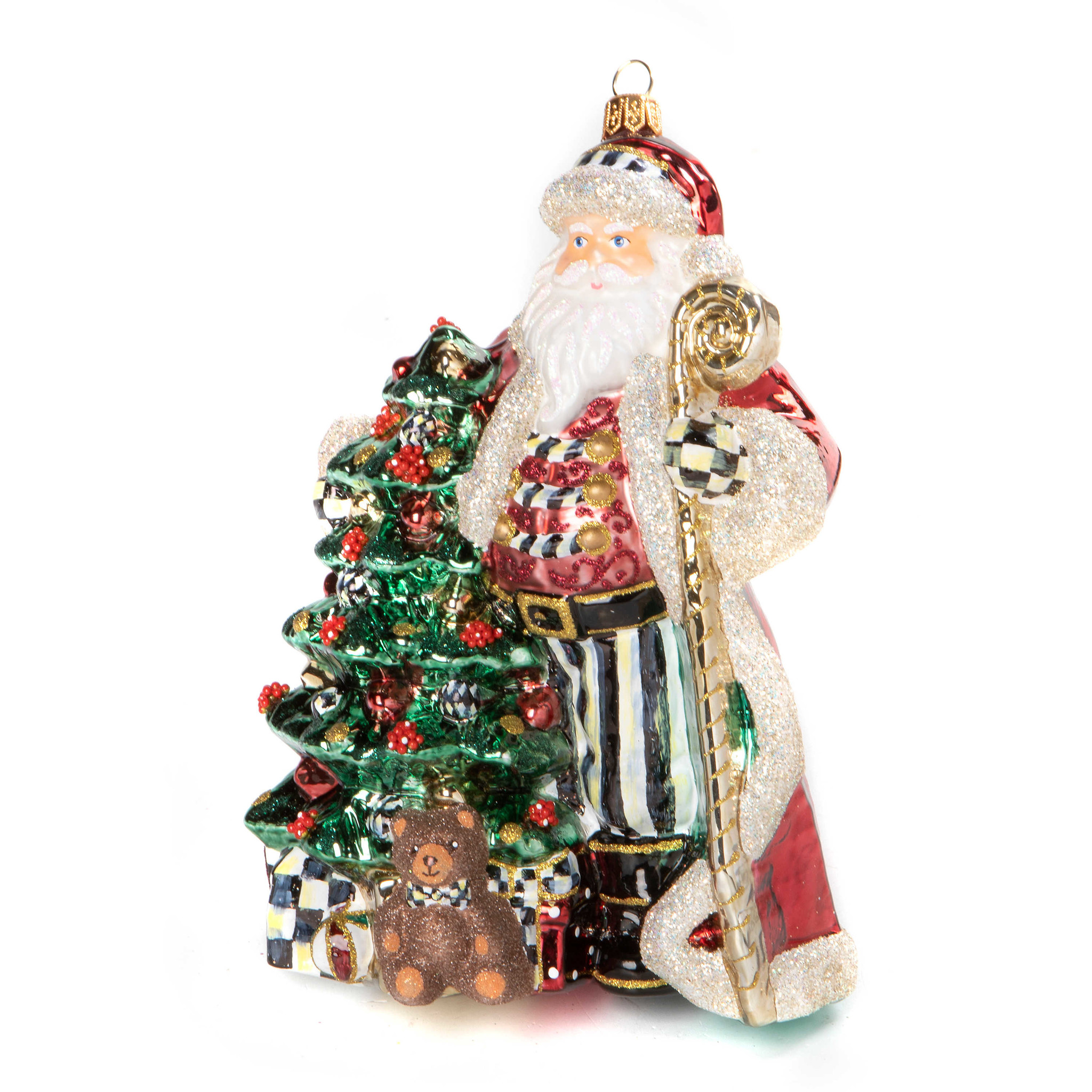 Glass Ornament - Christmas Magic Santa with Staff - Blue Leaf Houston
