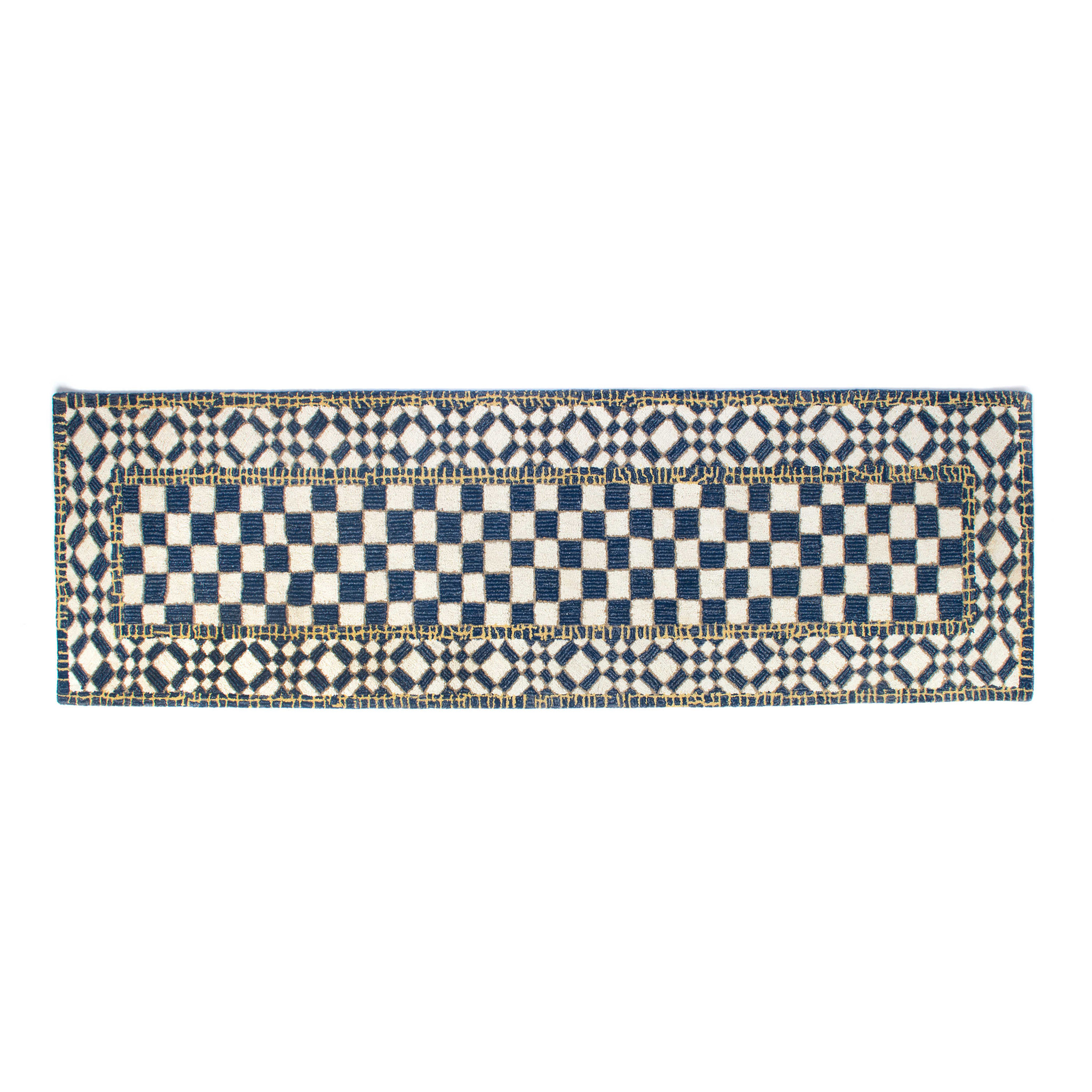 Royal Check Rug - 2'6" x 8' Runner - Blue Leaf Houston