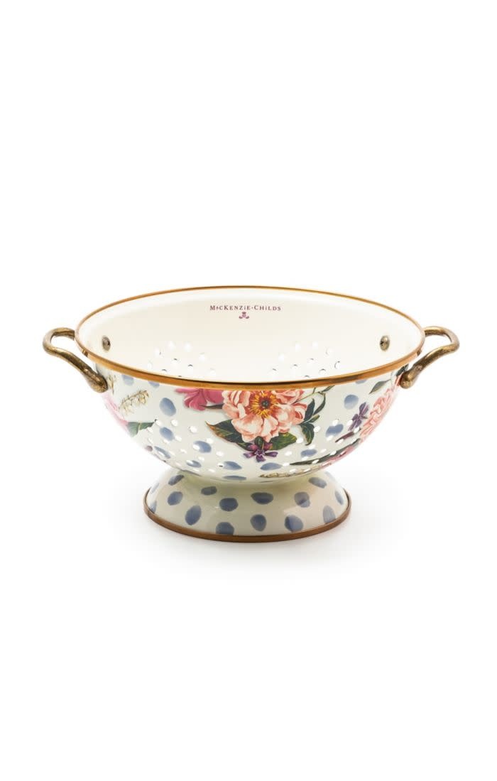 Wildflowers Enamel Large Colander - Blue - Blue Leaf Houston