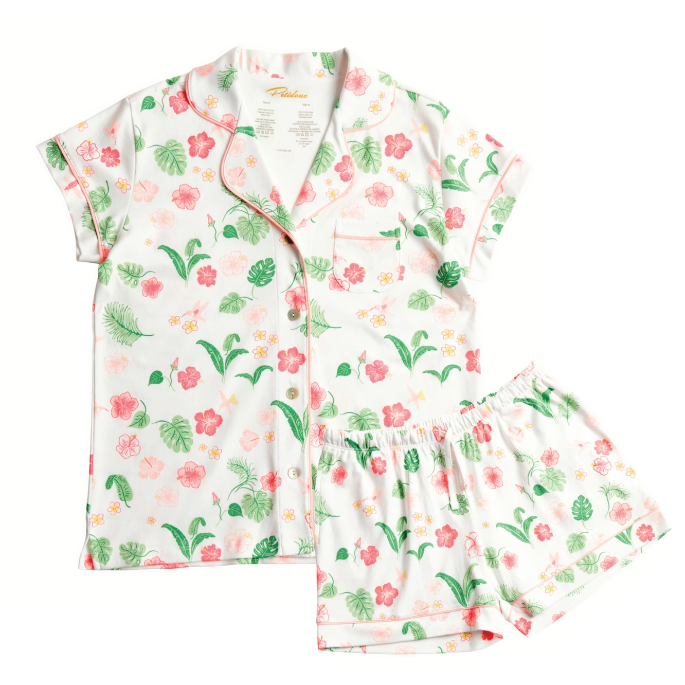Tropical Paradise Women's Pima Summer Pajama Loungewear Large - Blue ...