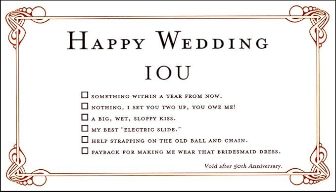Happy Wedding IOU Card - Blue Leaf Houston