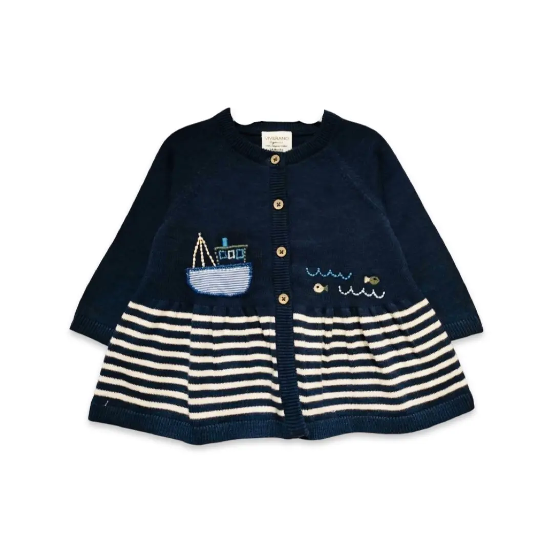 Sailboat Flare Sweater Knit Dress - Navy Blue - Blue Leaf Houston