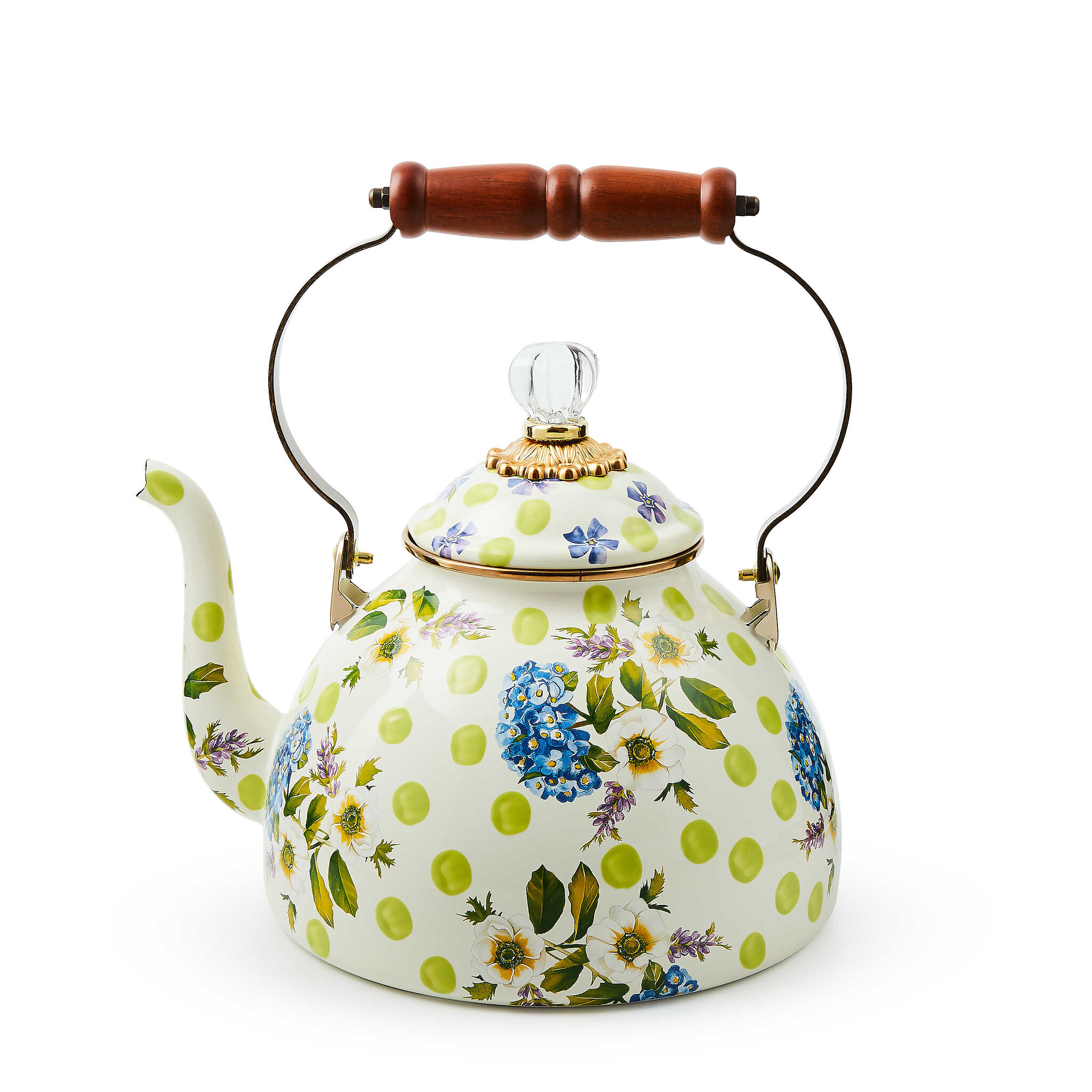 wildflowers green 3 quart tea kettle - Blue Leaf Houston