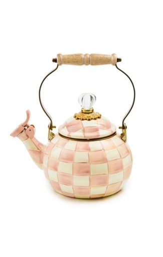 MacKenzie-Childs rosy check whistling tea kettle - Blue Leaf Houston