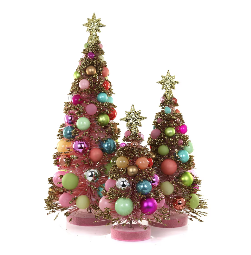 Cody Foster MERRY AND BRIGHT TREES SET/3-PINK - Blue Leaf Houston