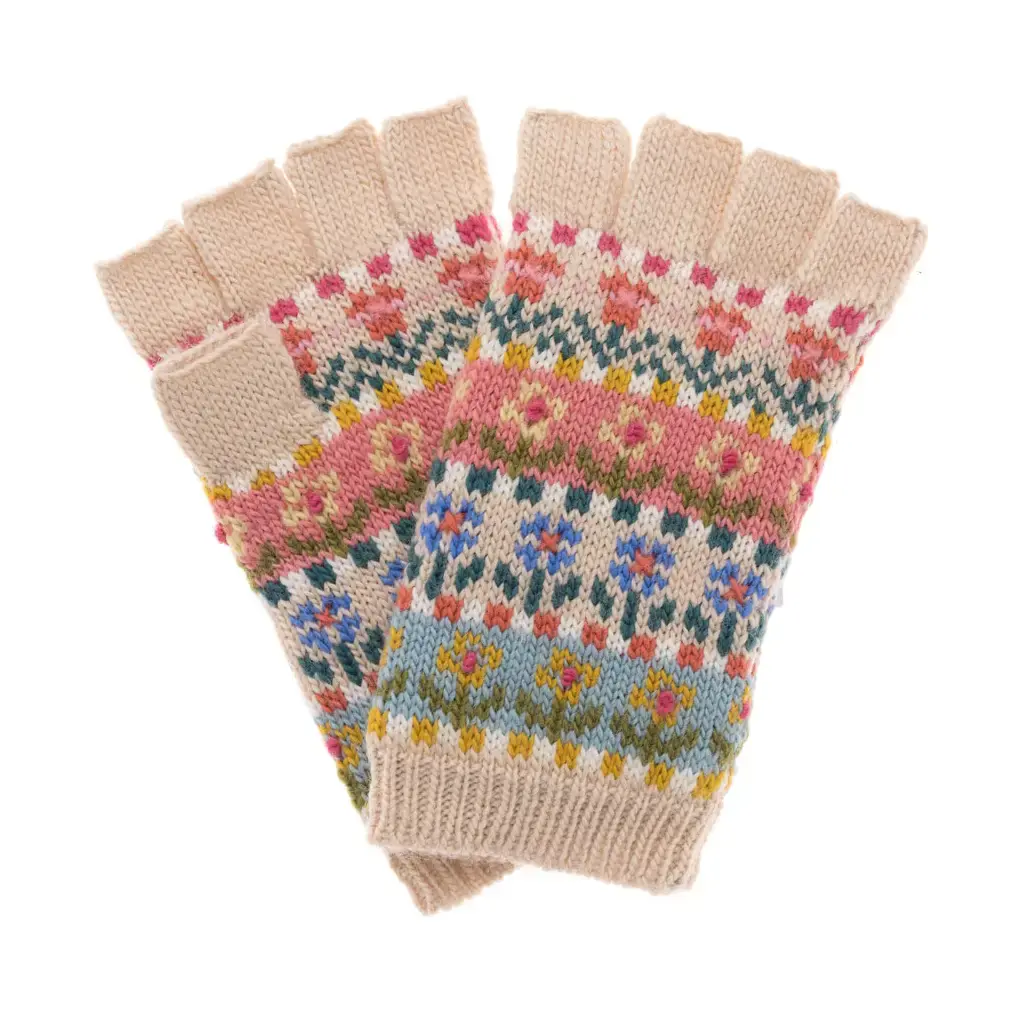 French Knot Tulip Fingerless Glove - Blue Leaf Houston