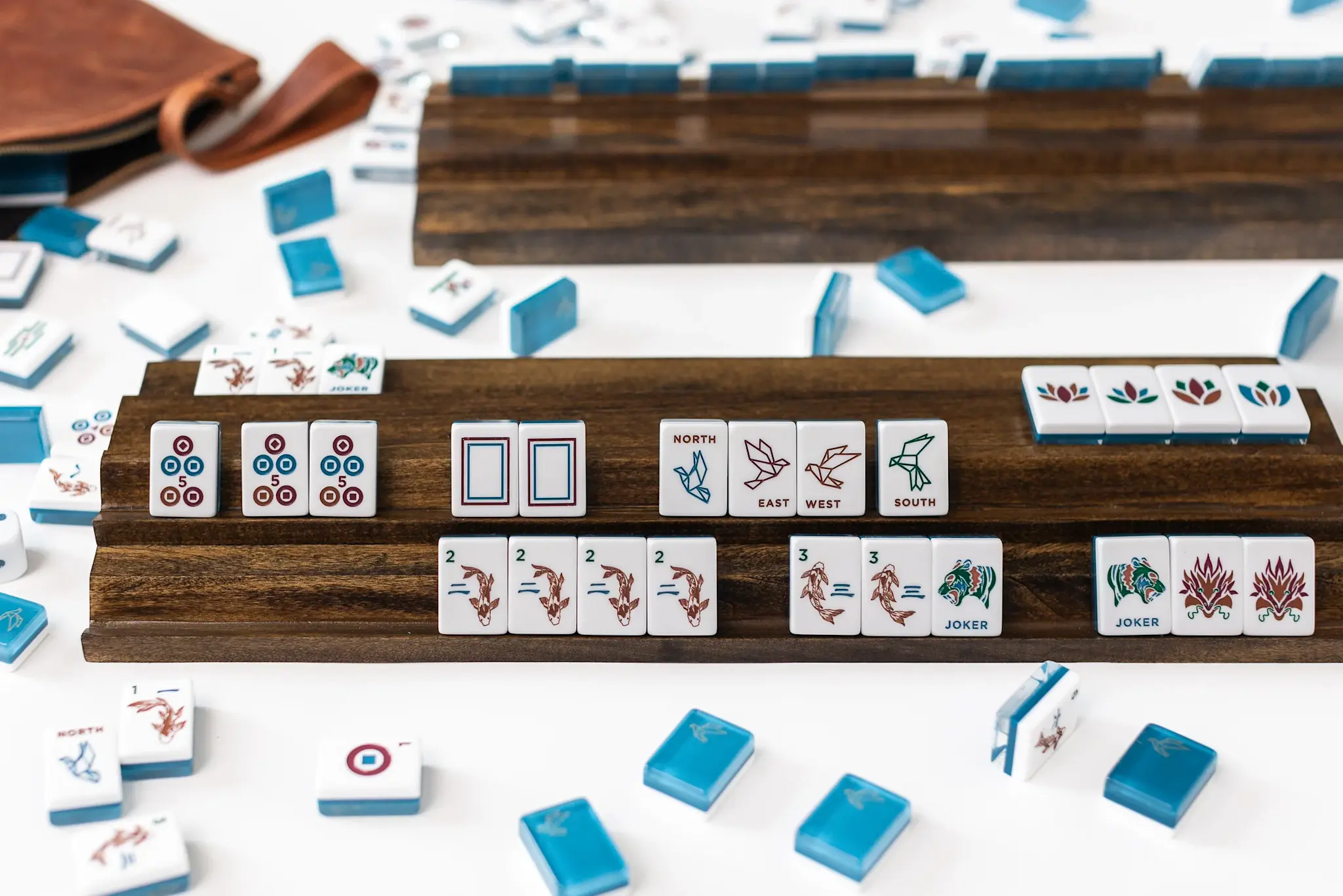 Bam Bird Boutique Origami Azure Mahjong Tile set with Lucite Display ...